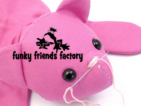 See me sew my free Honey Teddy Bear Pattern | Funky Friends Factory