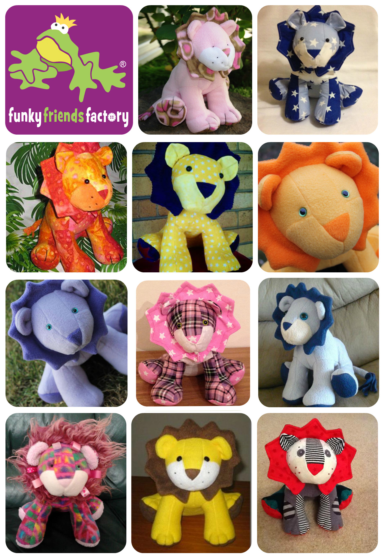 Larry LION Sewing Pattern photo tutorial. | Funky Friends Factory